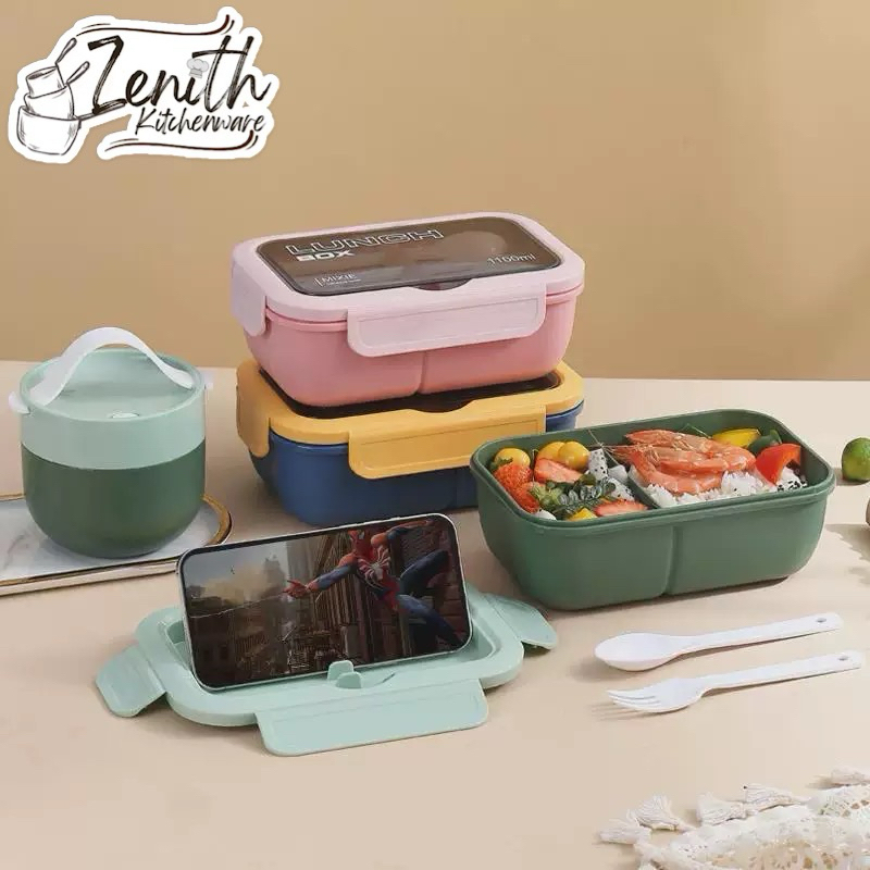 Jual LUNCH BOX SEKAT BPA FREE/ KOTAK BEKAL FOODGRADE+ SENDOK GARPU ...