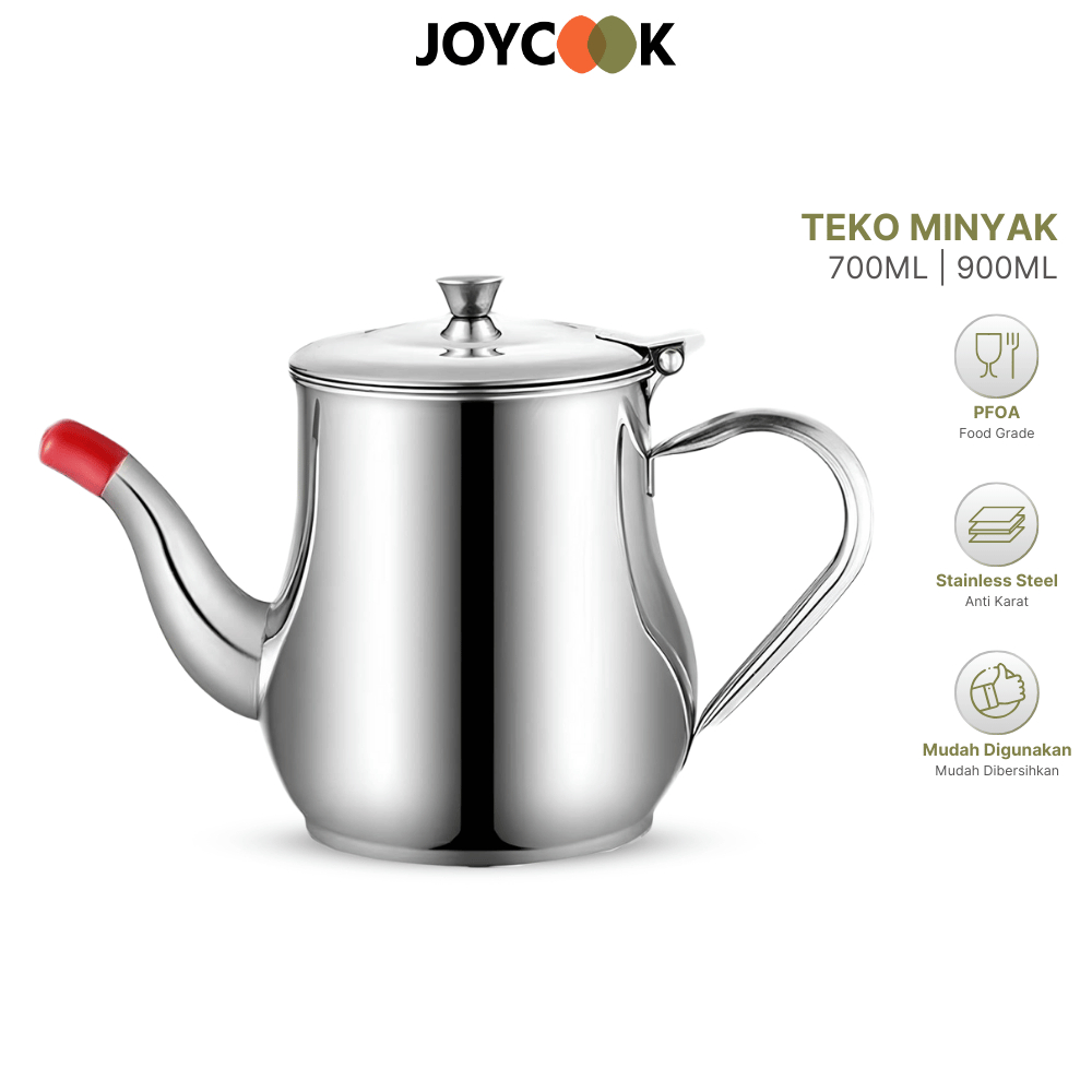 Jual JOYCOOK Wadah Teko Penyaring Minyak Goreng Anti Karat Oil Pot Stainless Steel 700ml dan ...