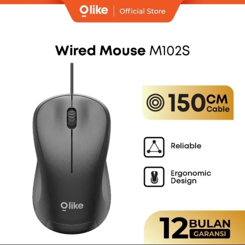 Jual Olike Optical Mouse Wired M102S Desain Ergonomis 1200DPI Mouse ...