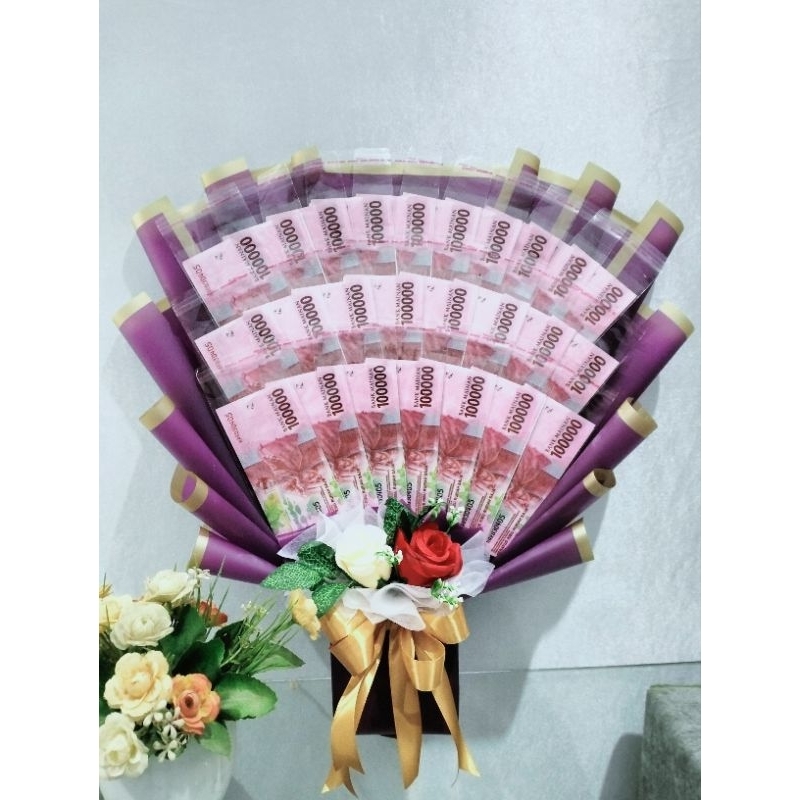 Jual Buket Kosongan Uang Isi 25 Lembar Bunga Hias Mawar Artificial ...