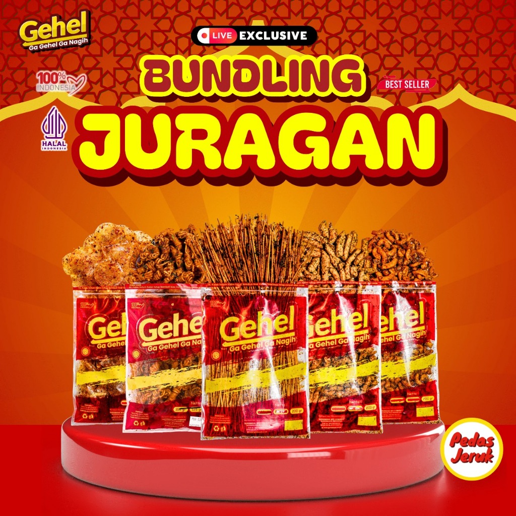 Jual Gehel Paket Bundling Juragan (Mie Lidi, Basreng, Makaroni, Kripca ...
