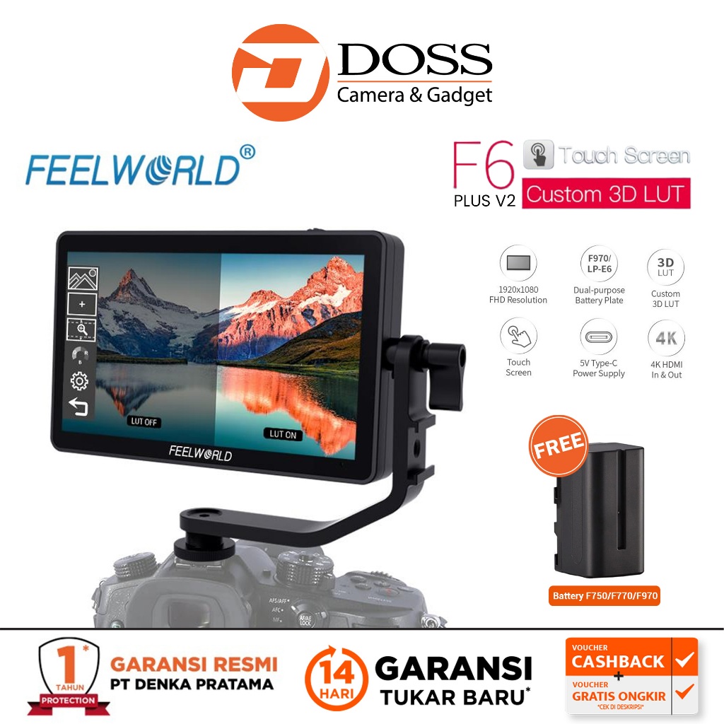 Jual FeelWorld F6 Plus V2 6 inch 4K HDMI LUT Monitor | Shopee Indonesia