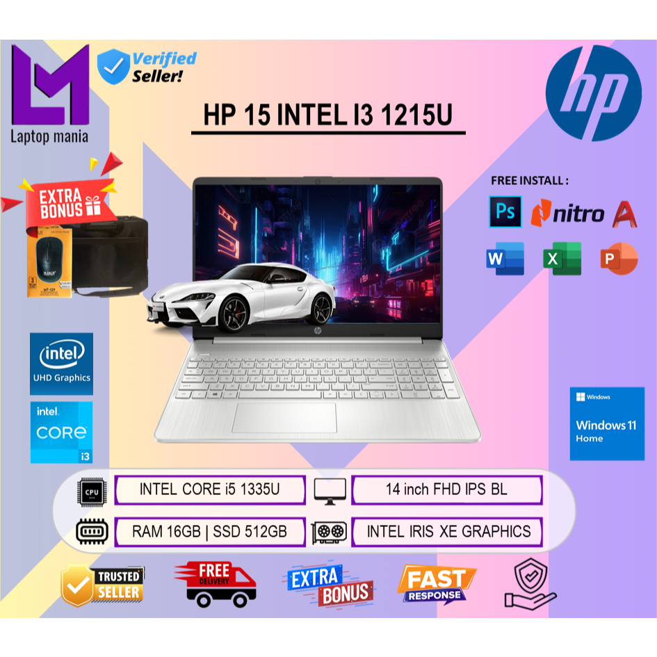 Jual Laptop HP 15 Intel Core i3 1215U RAM 16GB 512 SSD 15 inch Full HD ...