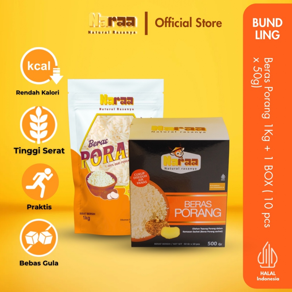 Jual NARAA BUNDLING 1KG + 1 BOX 500GR BERAS PORANG INSTANT II SHIRATAKI | Shopee Indonesia