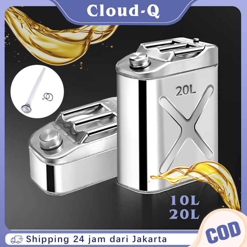 Jual Kaleng Bensin Stainless Steel 10L 20L Jerigen Army Jerrycan Bensin ...