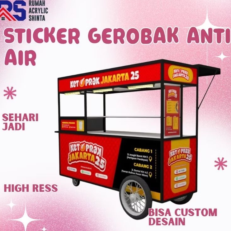 Jual Cetak Stiker Gerobak Jualan Custom Bahan Anti Air | Shopee Indonesia