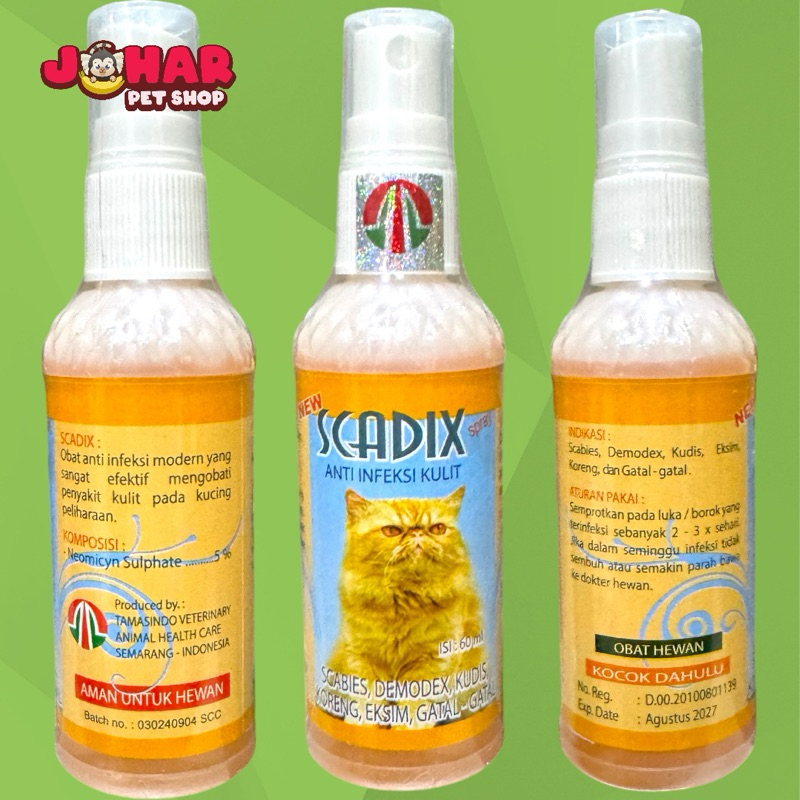 Jual Scadix cat spray 60ml anti kutu scabies kudis koreng gatal kulit ...