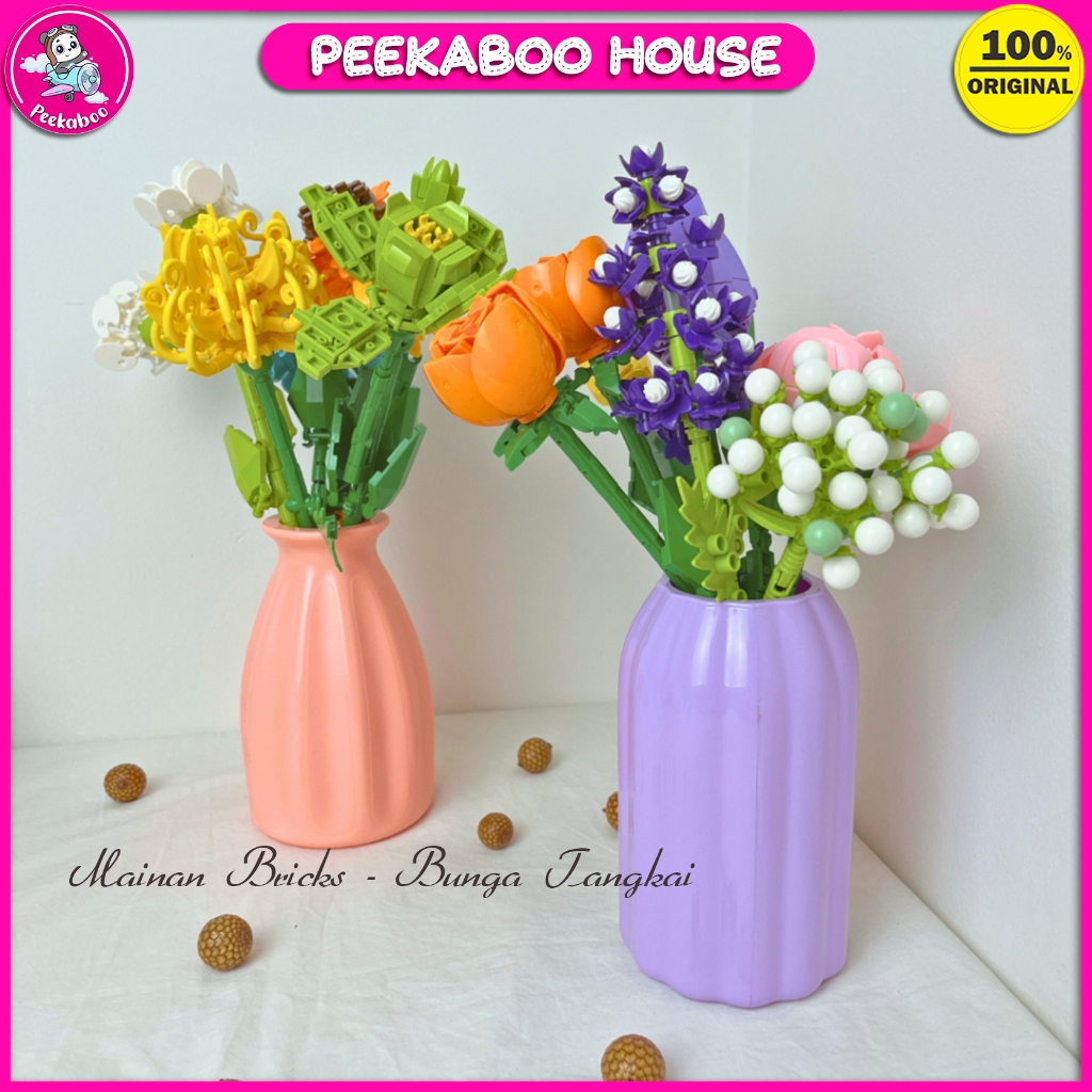 Jual Mainan Bricks Flower Bucket Bunga Tangkai Toys Bunga Plant ...