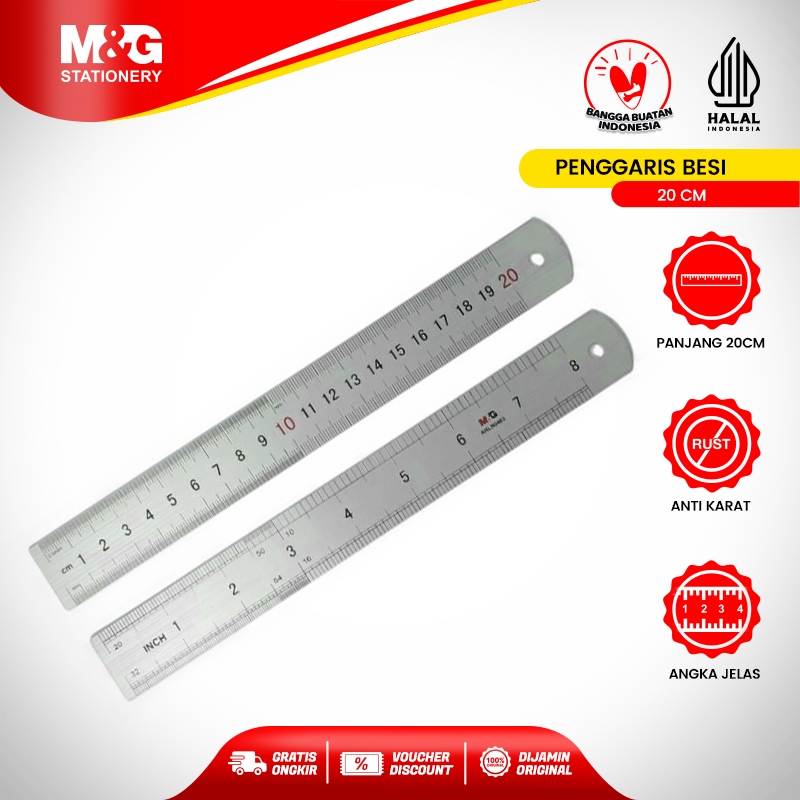 Jual M&G Penggaris Besi Aluminium Alloy Ruler 20cm | Shopee Indonesia