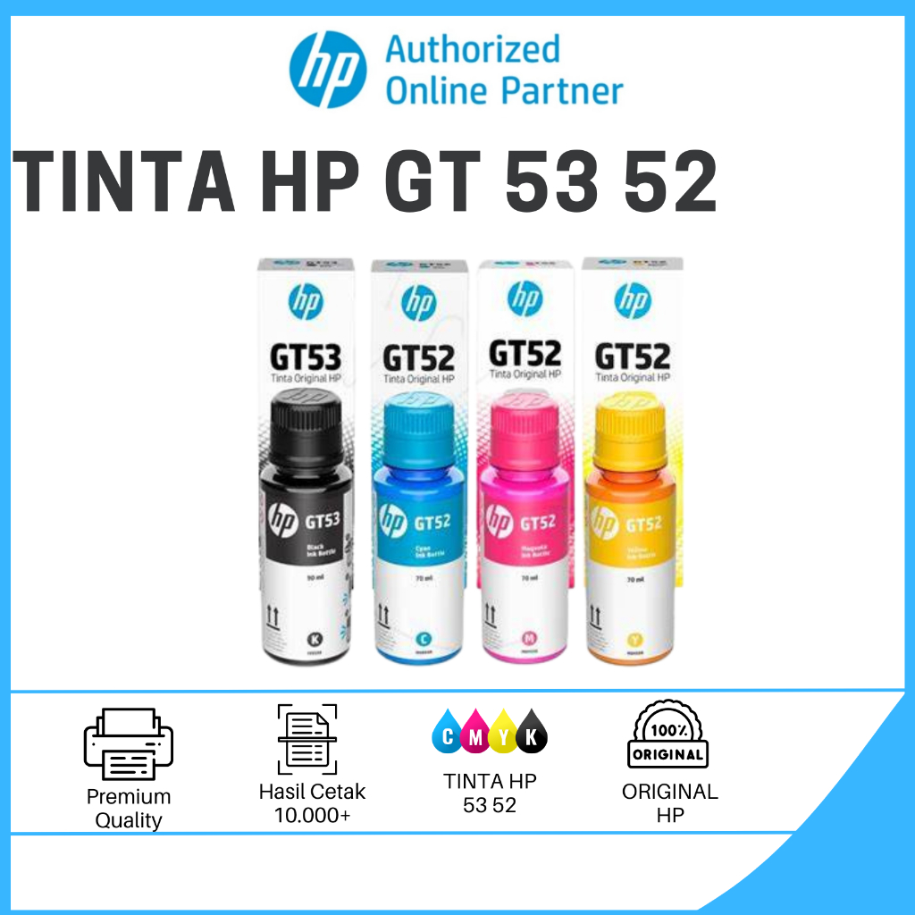 Jual TINTA HP GT 52 C/M/Y | / GT 51 GT 53 Black /CYAN/MAGENTA/YELLOW ...