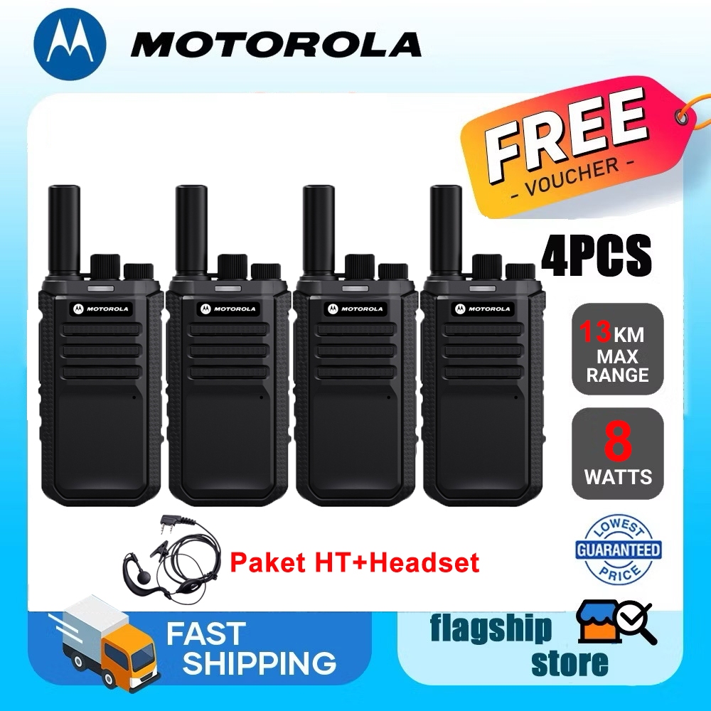 Jual MOTOROLA Genggam Walkie Talkie K-Headset +HT kombinasi Portable Radio HT 400-520MHz Daya 8W ...