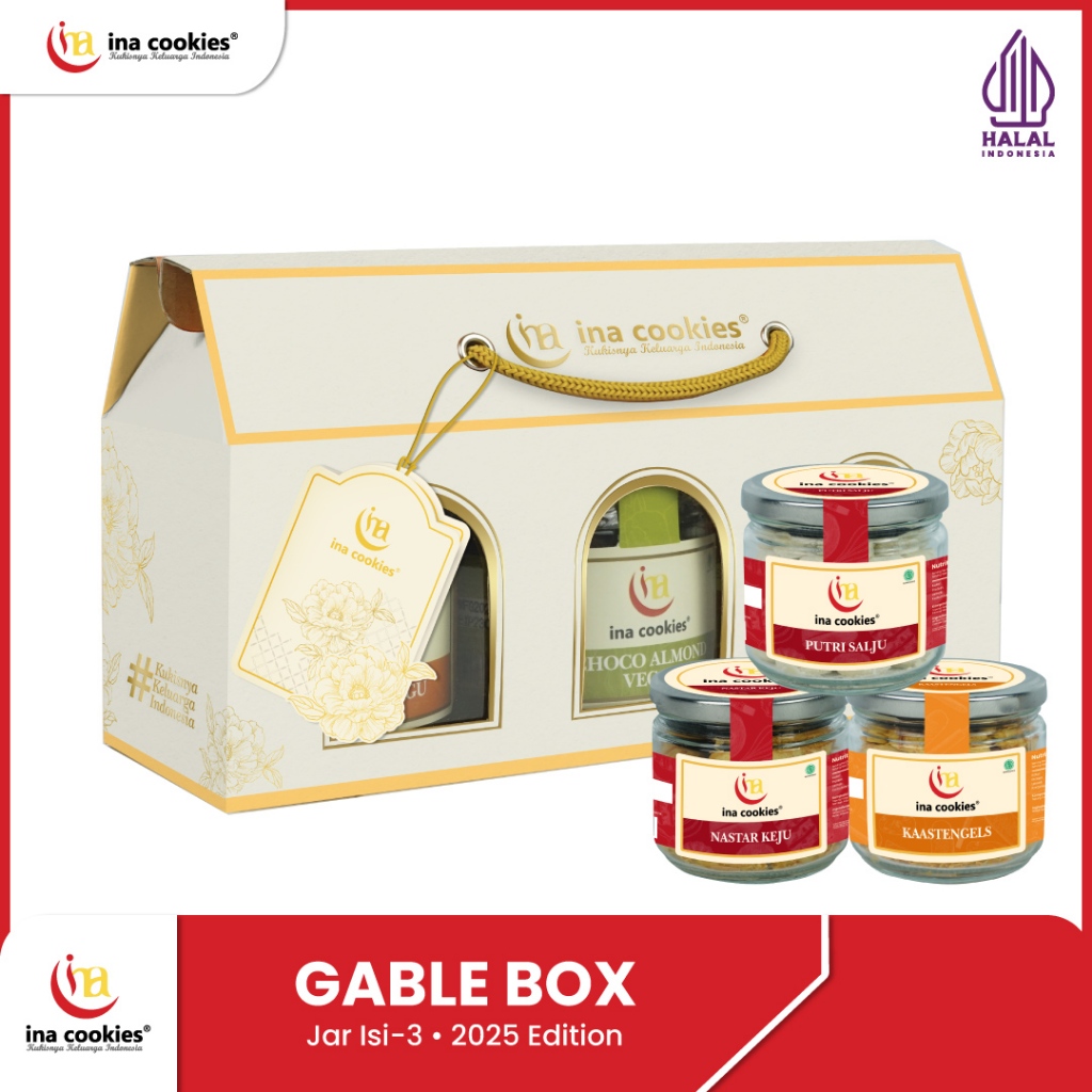 Jual Hampers Lebaran 2025 Gable Box isi 3 Toples JAR Ina Cookies Kue ...