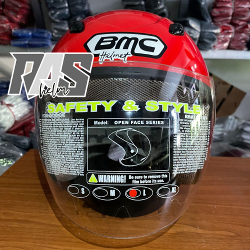 Jual HELM BMC MILAN SOLID RED HALF FACE | Shopee Indonesia