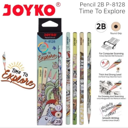 Jual 12 PCS PENSIL 2B BIRU Joyko P.8128 Explore / Pensil kayu 8128 ...