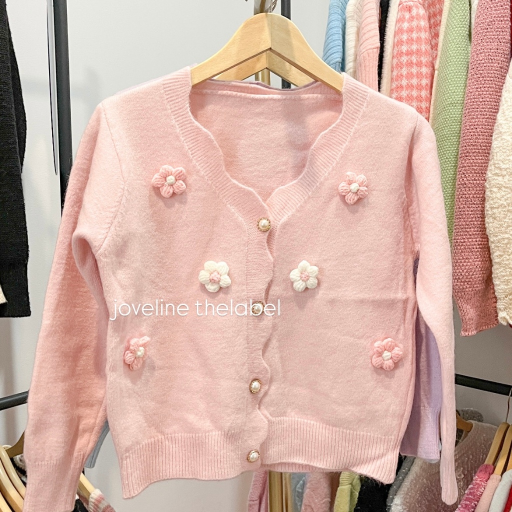 Jual JOVELINE - CARDIGAN BUNGA ORGANZA DAN BUNGA RAJUT KANCING MUTIARA ...