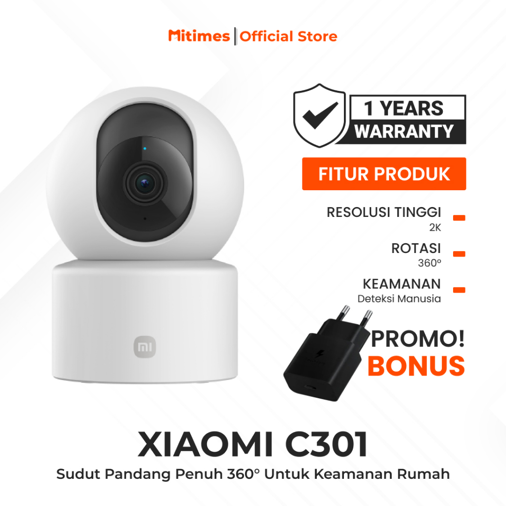 Jual Xiaomi Smart Camera C301 2K | CCTV 360 | Night vision inframerah | Deteksi manusia ...