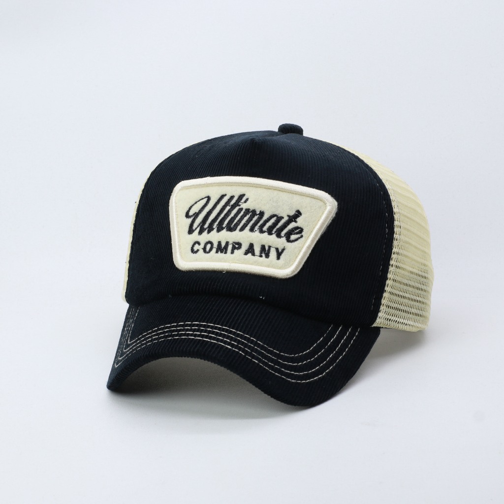 Jual TOPI TRUCKER HAT LIDAH PENDEK BAHAN CORDUROY WARNA HITAM JAHITAN ...
