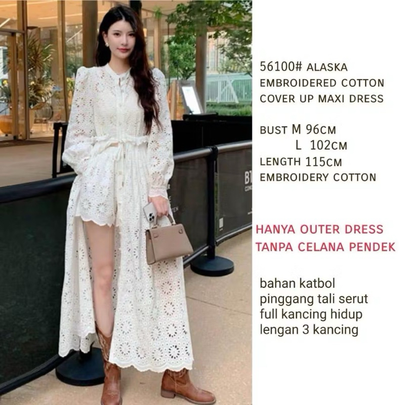 Jual TM Dress Katbol Alaska Embroidered Cotton Cover Up Maxi Dress ...