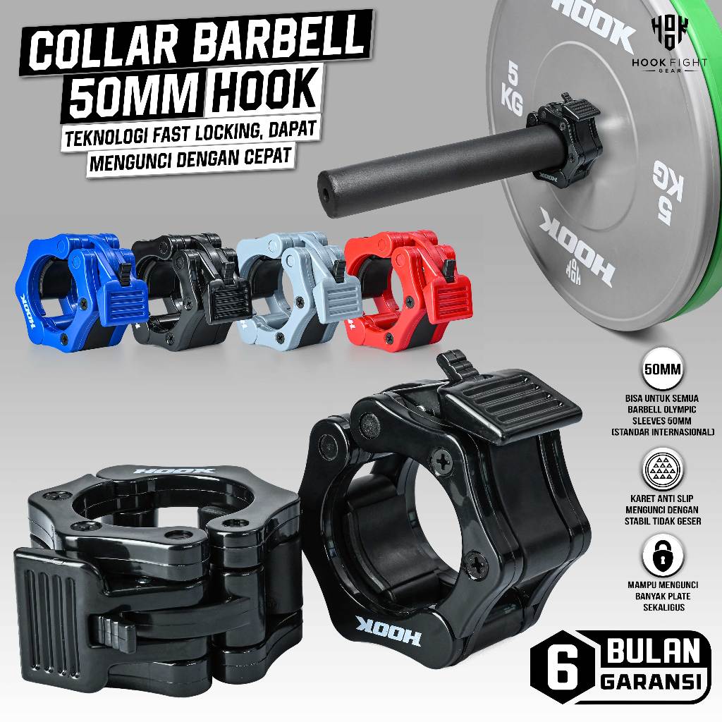 Jual Barbell Collar Olympic 50mm Hook Barbell Collar Kunci Dumbbell ...