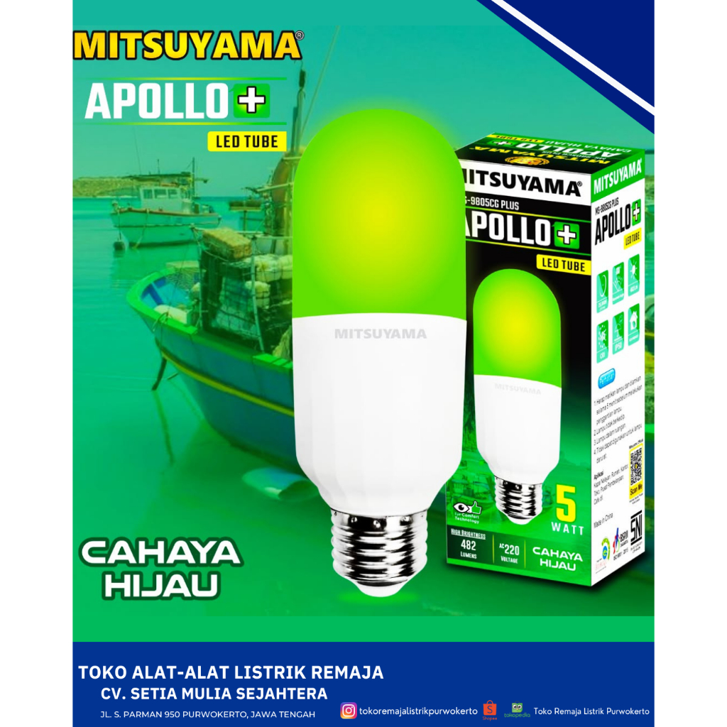 Jual Lampu LED Nelayan Tube Green Apollo Mitsuyama 10W | 15W | 20W | Shopee Indonesia
