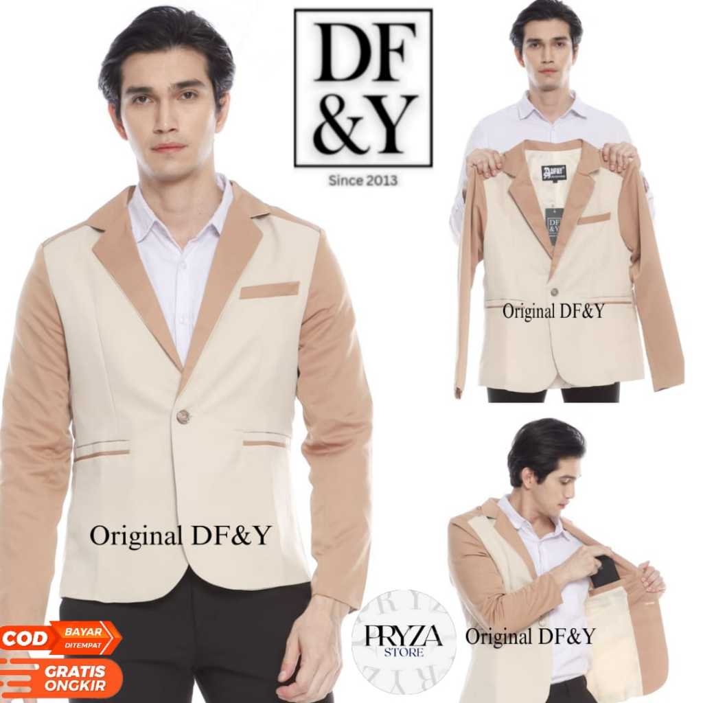 Jual PRYZA Jas Blazer Pria Casual KOMBINASI CREAM Original DF&Y Jas ...