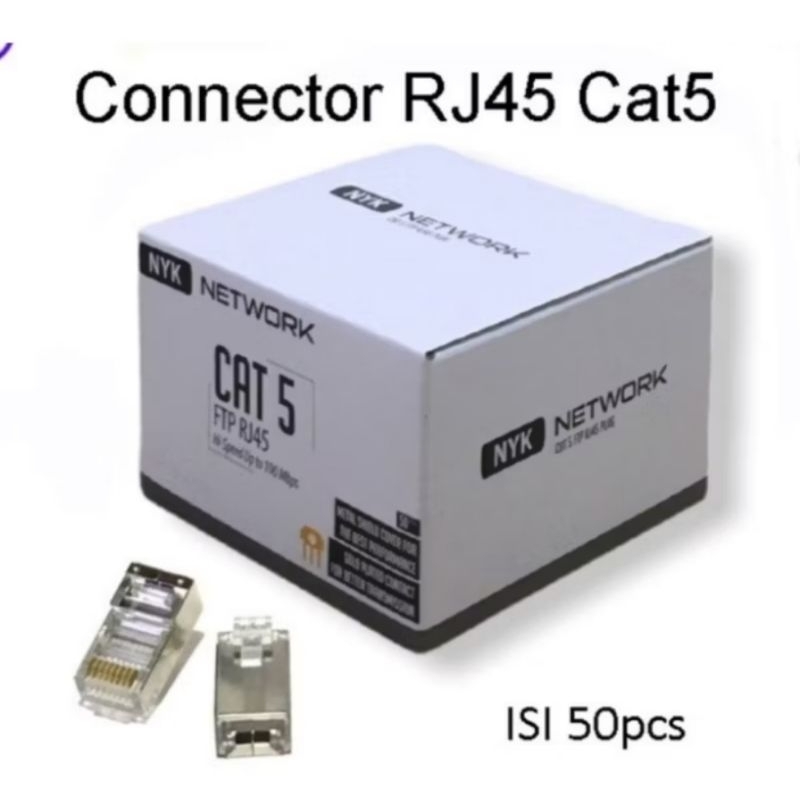 Jual Konektor RJ45 FTP Cat 5 Besi NYK isi 50 PCS / RJ 45 CAT5 NYK 50PCS ...