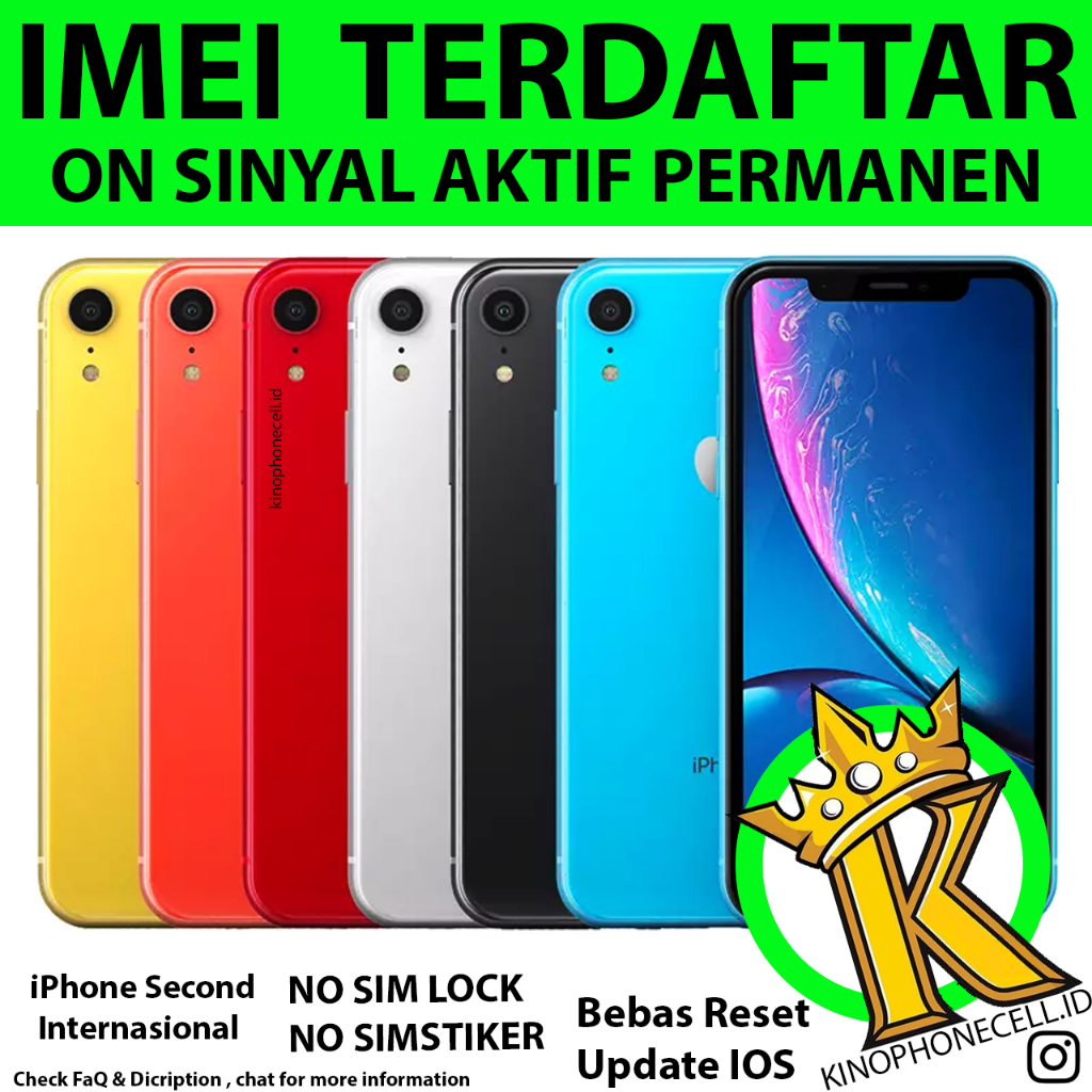 Jual BC iphone XR beacukai second normal inter 64 128 256 GB bekas fulset kino phone cell ...