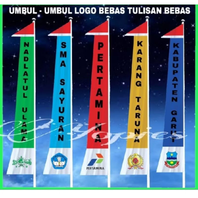 Jual umbul umbul costum 4 meter reques sablon logo&tulisan | Shopee ...