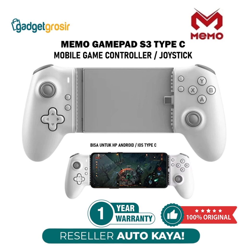 Jual Memo Gamepad S3 Type C Controller Hall Effect JoyStick Mobile Game Magic Record Macro For ...