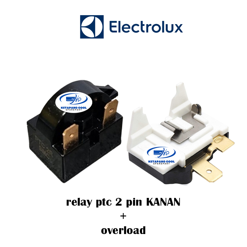 Jual 1 SET Relay ptc 2 Pin + Overload Bulat Kulkas Electrolux 2 Pintu ...