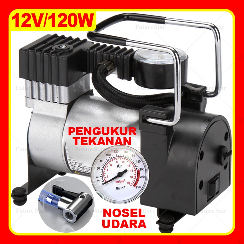 Jual Paket Compressor Mini Listrik Portable Pompa Angin Ban Motor Mobil ...