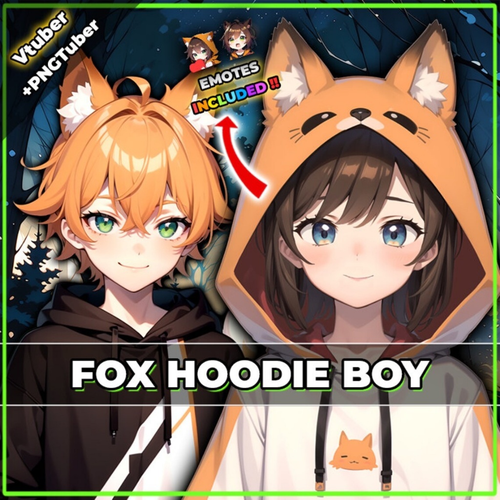 Jual Vtuber / Live2d (Premade & Siap Pakai) - Orange Fox Hoodie Boy ...