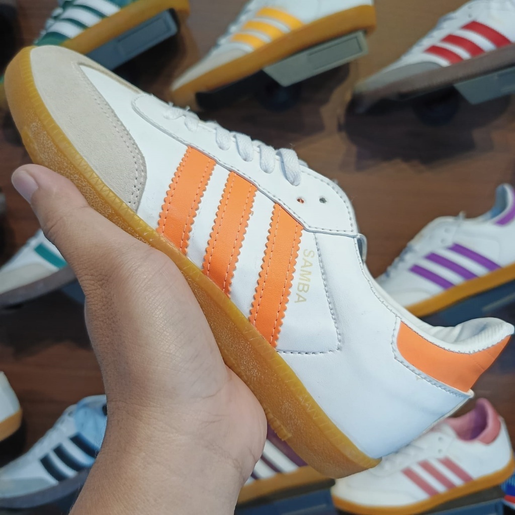 Jual Sepatu Samba OG White Orange Upper PU | Shopee Indonesia