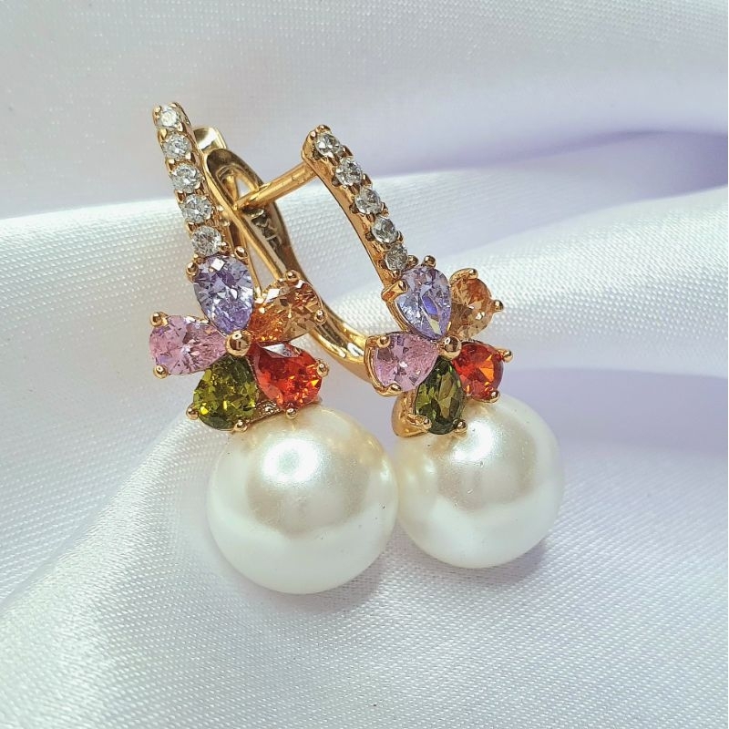 Jual Anting bunga mutiara lombok asli bersertifikat | Shopee Indonesia