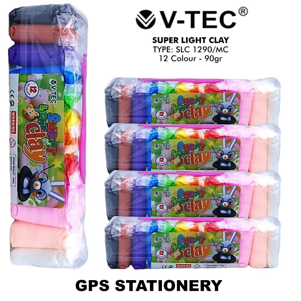 Jual Clay Super Light Color V-TEC 1290 Satu PAK Isi 12 Warna Lilin ...