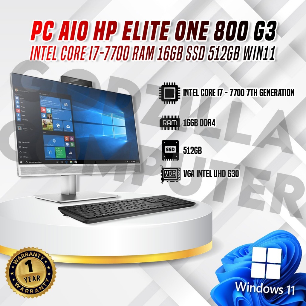 Jual PC AIO HP Elite One 800 G3 Intel Core i7-7700 RAM 16GB SSD 512GB ...