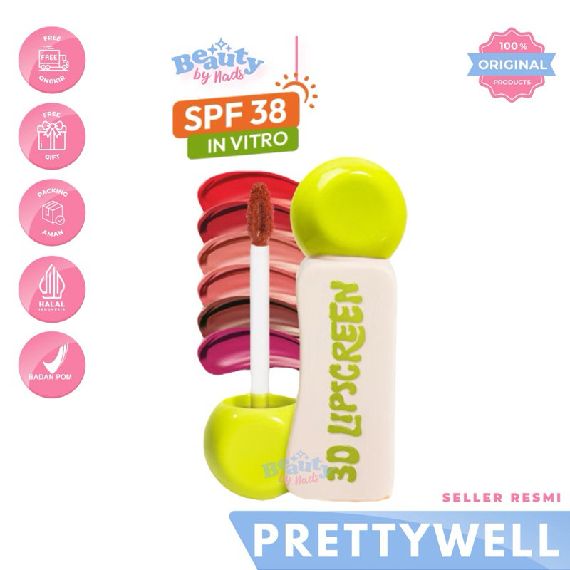Jual BEAUTYBY.NADS | PRETTYWELL 3D LIPSCREEN SPF 38 IN VITRO LONGLASTING GLOSSY STAIN PROTECT 3D ...