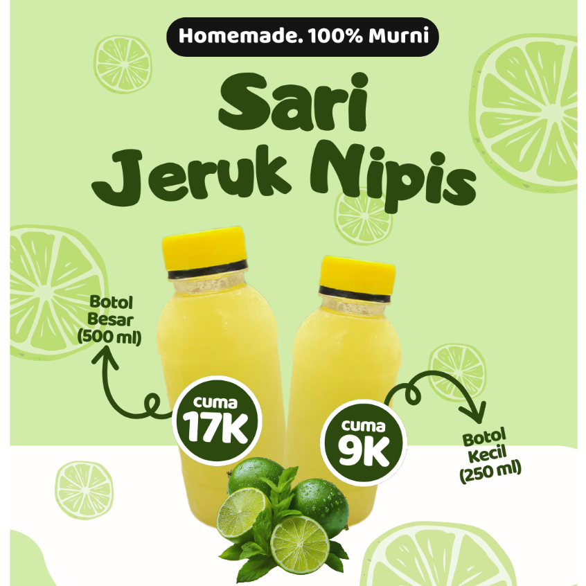 Jual Homemade Sari Jeruk Nipis 100% Murni Botol Kecil 250ml Botol Besar ...