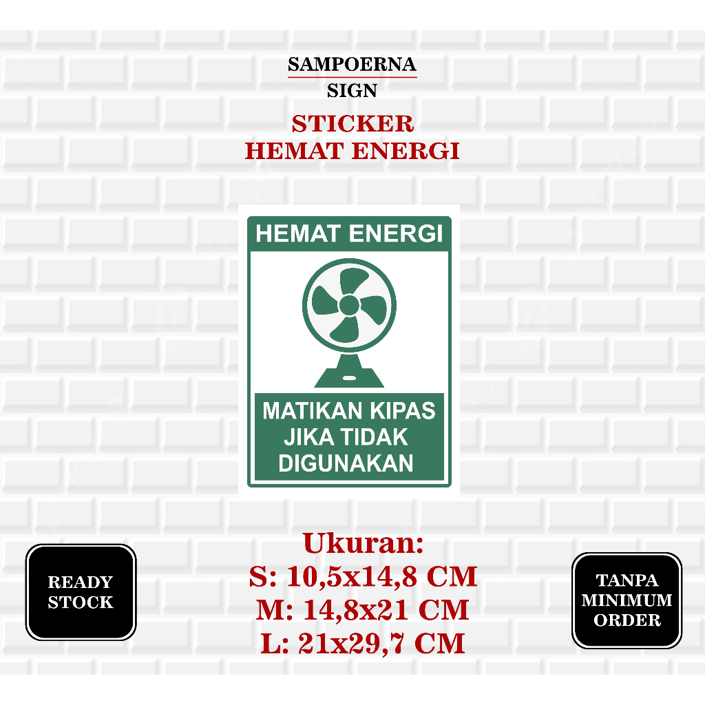 Jual Stiker Matikan Kipas Angin / Sticker Hemat Energi Matikan Kipas ...