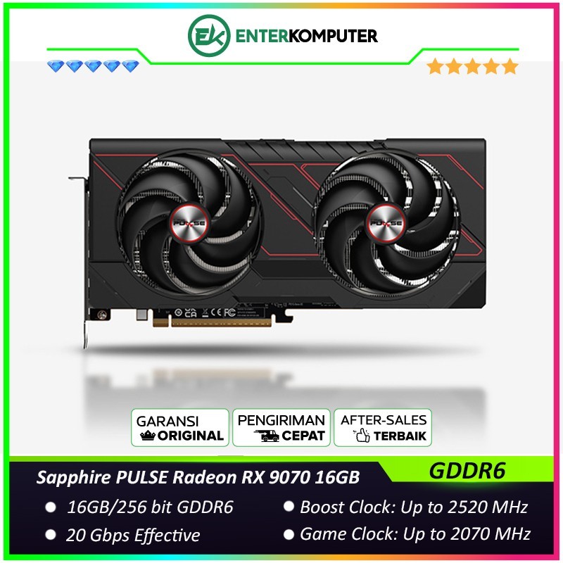 Jual Sapphire PULSE Radeon RX 9070 16GB GDDR6 Gaming - DUAL FAN ...