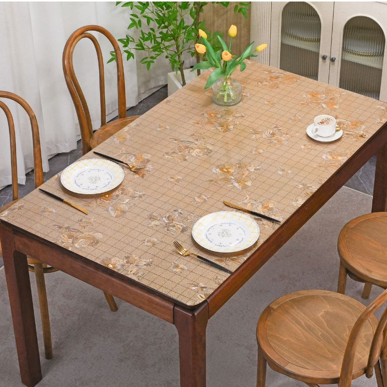 Jual Taplak Meja Transparan Gold Anti Air Uk 60x120cm Taplak Meja Makan ...