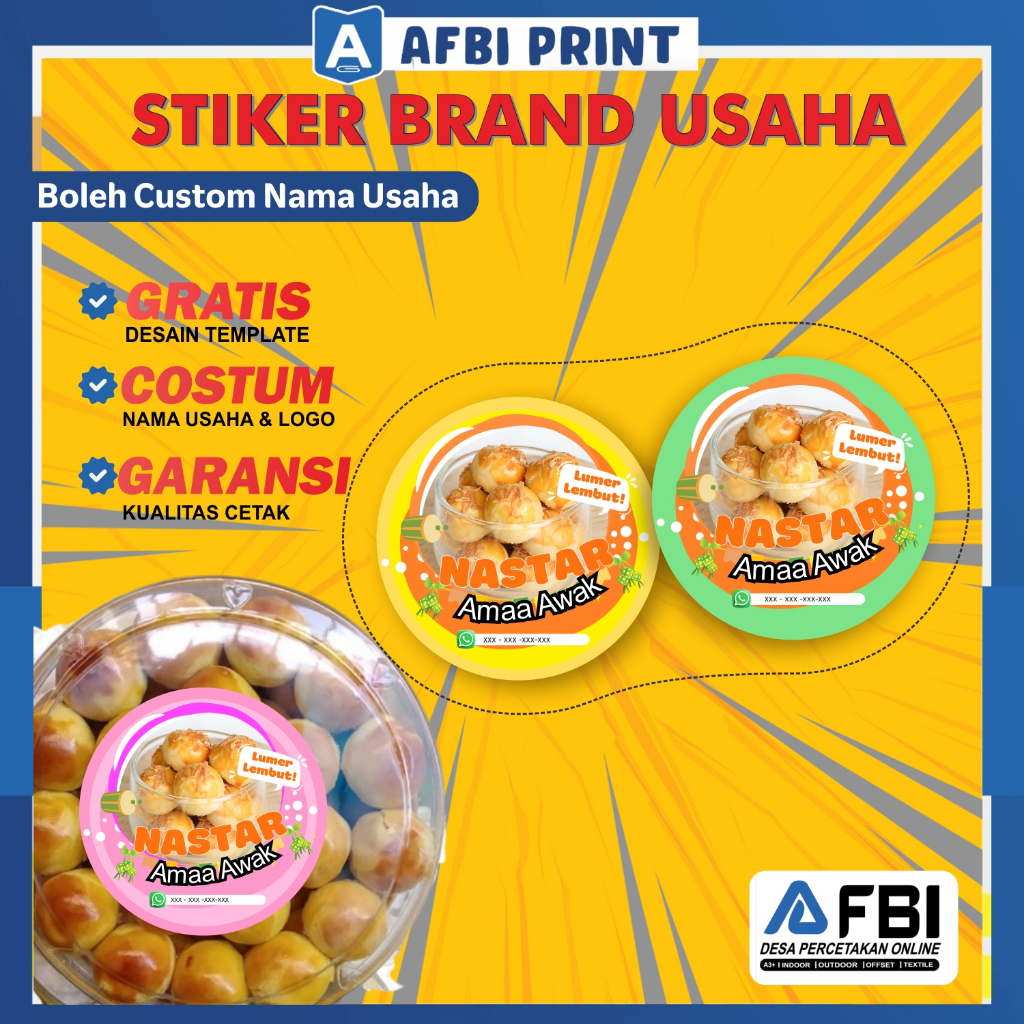 Jual [Boleh Custom Nama Usaha] Stiker Nastar Bulat Label untuk Kue ...
