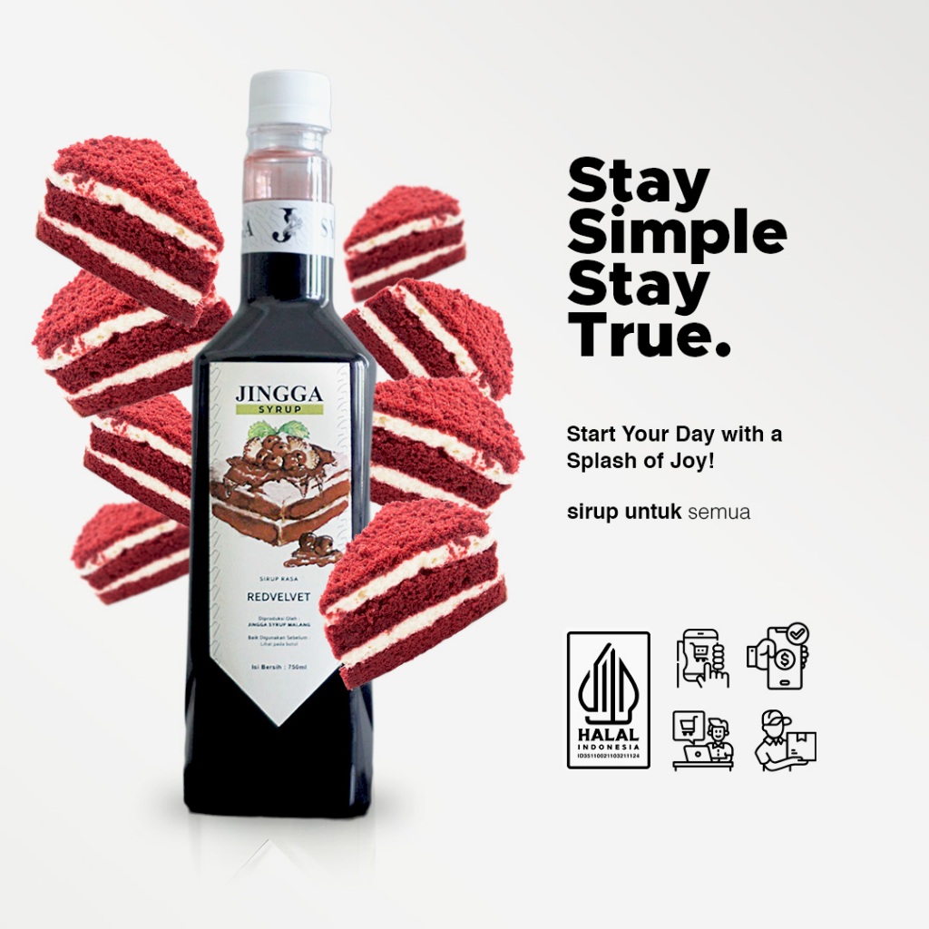 Jual Jingga Red Velvet Syrup 750 ml - Sirup Red Velvet Pengganti Powder ...