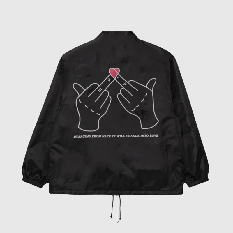 Jual Ozeysx Coach Jacket Black Middle Finger Love Parasut Pria Wanita ...