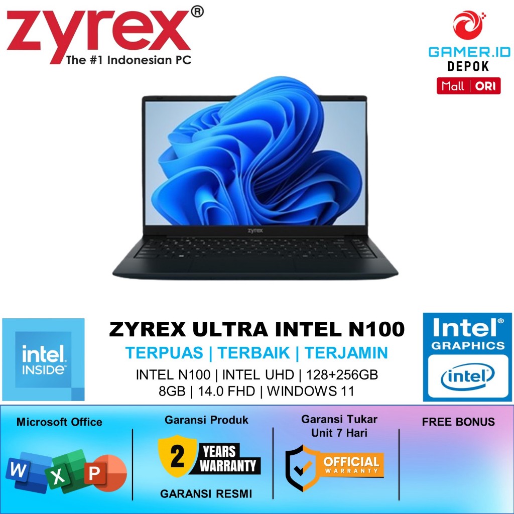 Jual ZYREX ULTRA INTEL N100 RAM 8GB 128+256GB WINDOWS11 FHD BLIT METAL ...