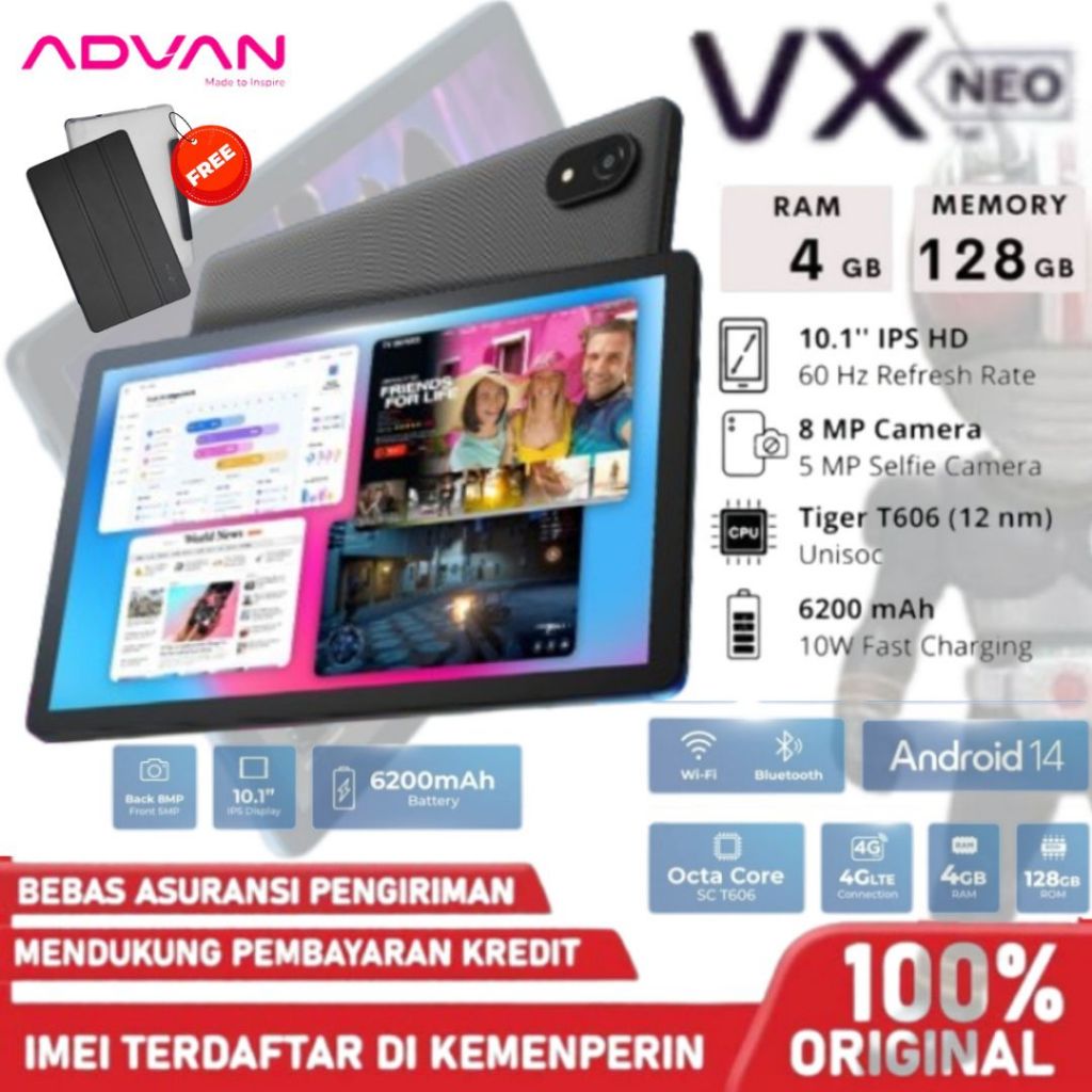 Jual ADVAN VX NEO 4+128GB 10.1" IPS Screen Tablet Android 14 6200 mAh ...