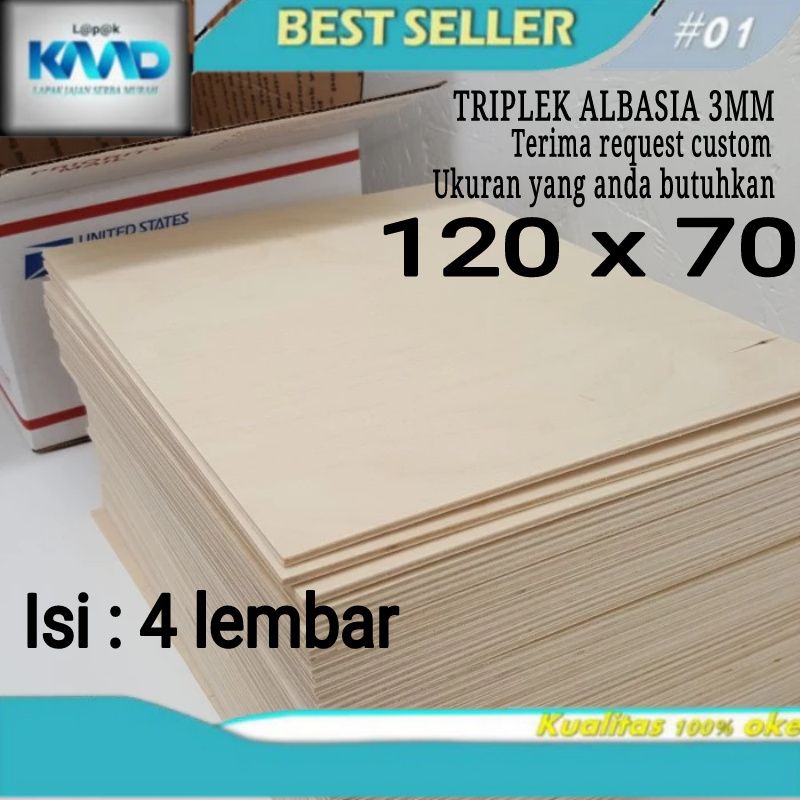 Jual Lk - triplek 3mm albasia 120 x 70 isi 4 lembar multiplek potongan ...