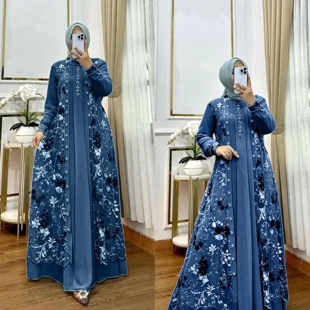 Jual Gamis Muslim Terbaru Misela Maxy BO Bahan Kain Ceruty Babydoll ...
