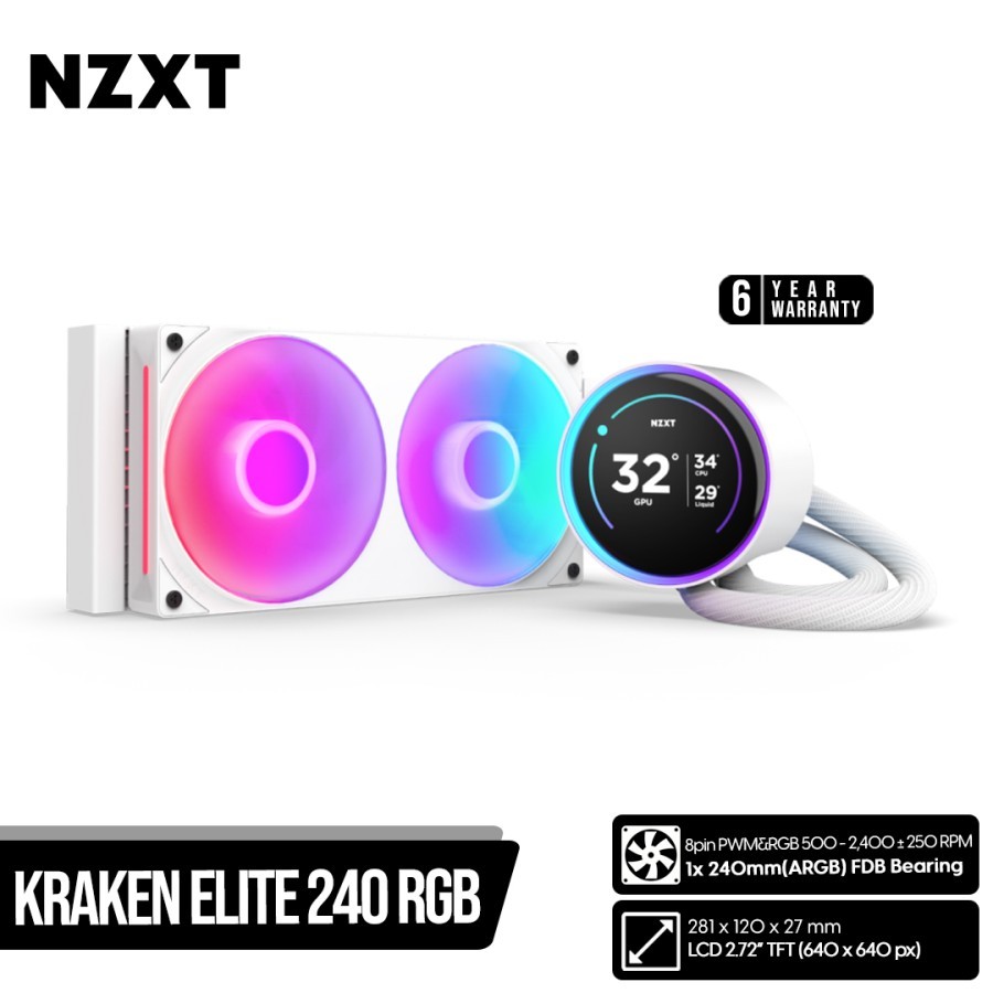 Jual AIO Liquid Cooler Water Cooling CPU Processor NZXT Kraken Elite ...