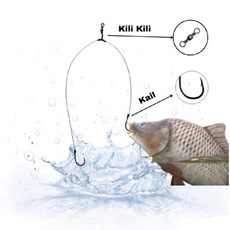 Jual Rangkaian pancing 2 cabang mata kail 1053 dan 1054 kili kili kolam ...